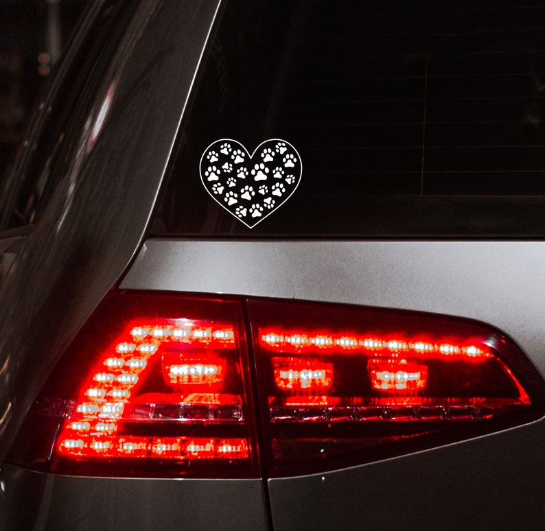 Heart Paw Print Vinyl Decal, Dog Love Sticker, Heart Car Window Decal ...