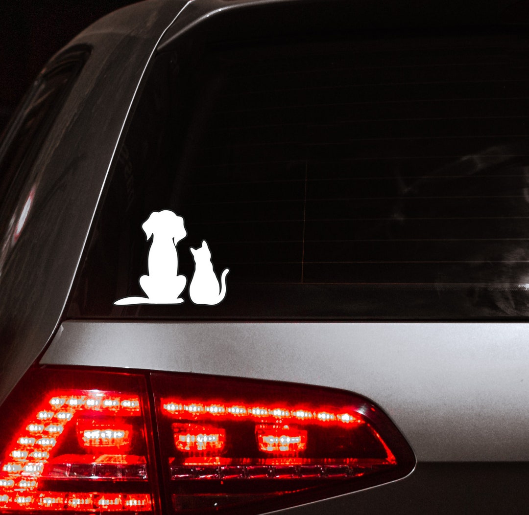 Dog and Cat Vinyl Decal, Dog and Cat Stickers, Car Window Decals, Car ...