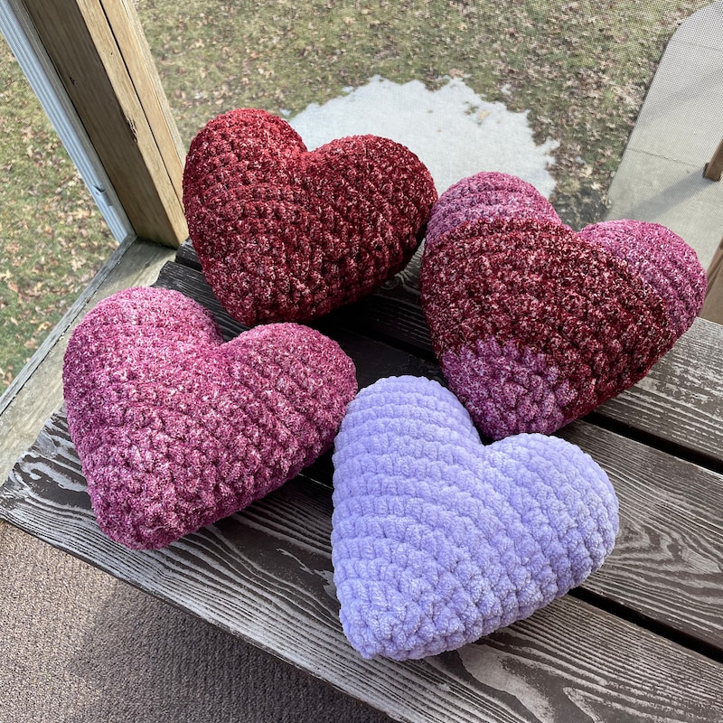 Crochet Heart Pillow - Etsy