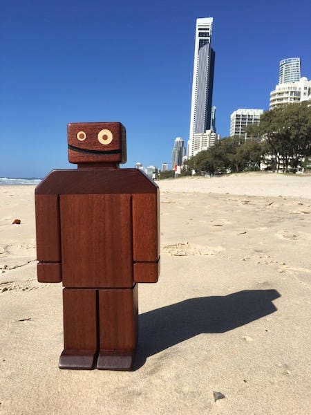 Handcrafted Solid Timber Collectable Wood Robot - Etsy.de