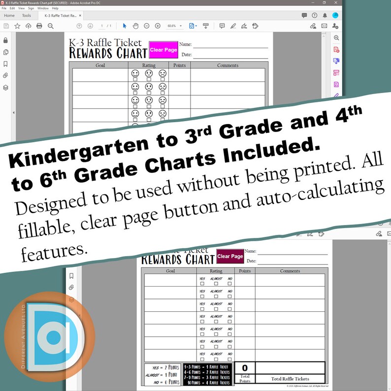 Elementary School Rewards Chart System for Kids | Earn Raffle Tickets ...