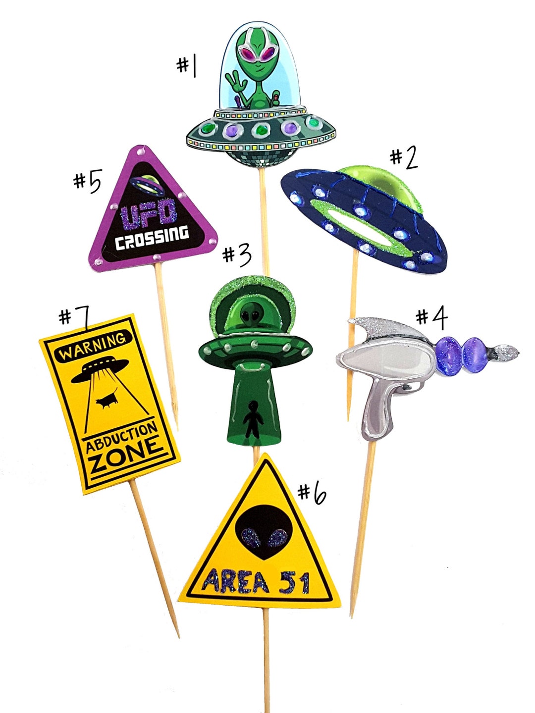 UFO Cupcake Toppers, Alien Birthday Party Decor, Space Theme Cake Picks ...