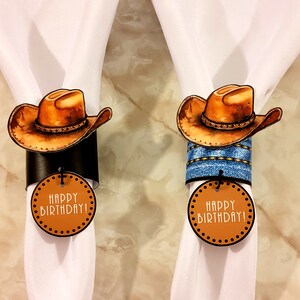 Cardstock Western Themed Napkin Rings With Cowboy Hats, Personalized ...