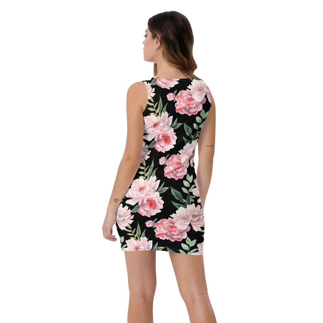 Pink Peony Sublimation Cut & Sew Fitted Spandex Dress - Etsy