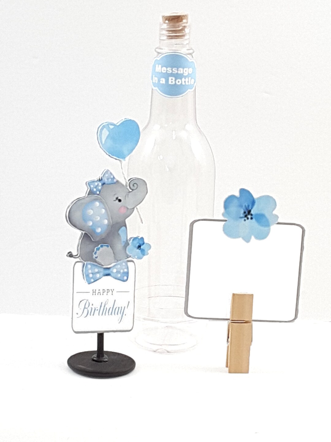 Personalized Elephant Message in a Bottle: Birthday, Baby Announcement ...