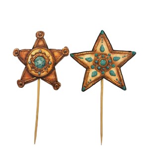 Western-themed Collection of Cupcake Toppers With Turquoise Trim, 10 ...