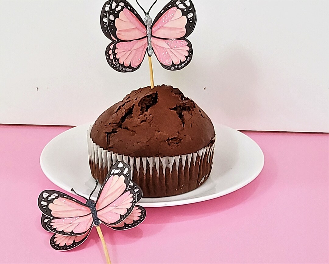 Pale Pink Butterfly Cupcake Topper, Lightly Glittered, Food Garnish ...