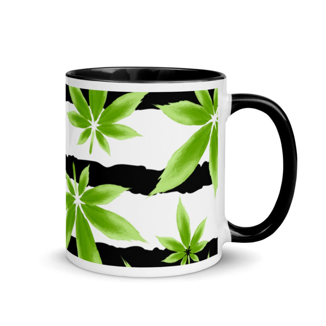 Cannabis Leaf Coffee Mug With Black Detailing Ceramic Coffee - Etsy UK