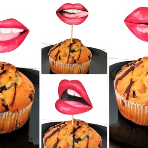 Lip Cupcake Toppers, 4 Styles, All Occasion, Food Garnish, Cocktail ...