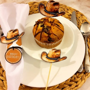 Cardstock Western Themed Napkin Rings With Cowboy Hats, Personalized ...