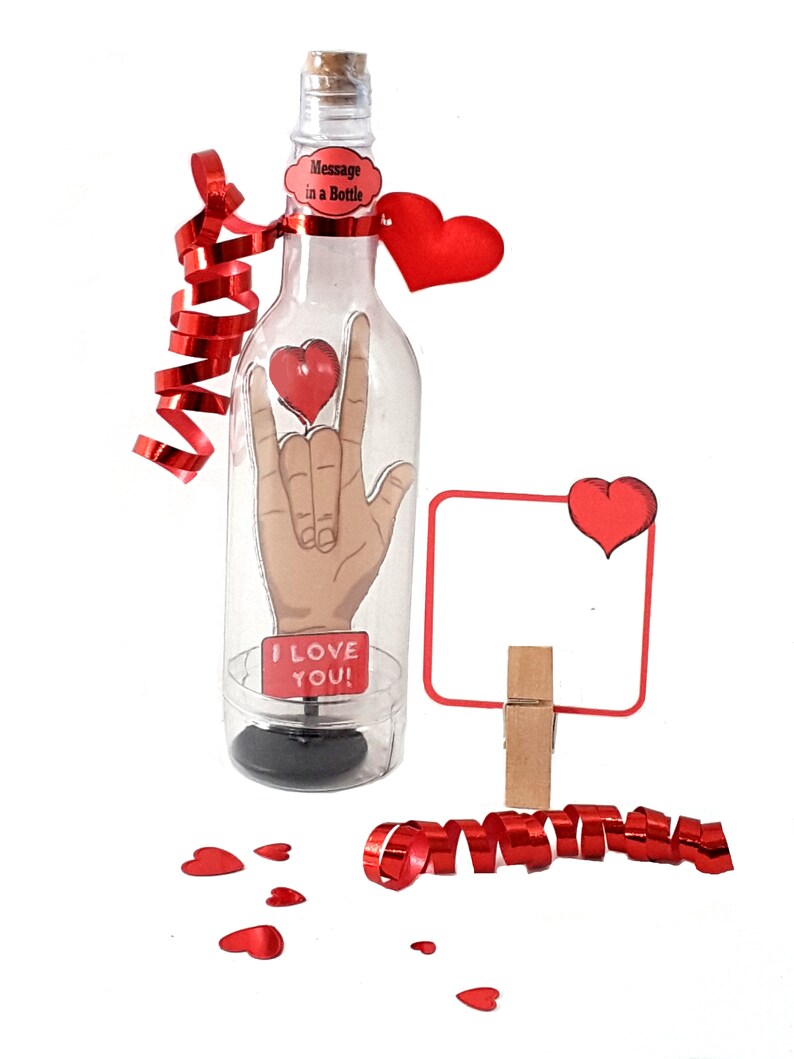 Valentine Message in a Bottle Sign Language for I Love You | Etsy