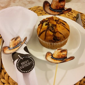 Cardstock Western Themed Napkin Rings With Cowboy Hats, Personalized ...