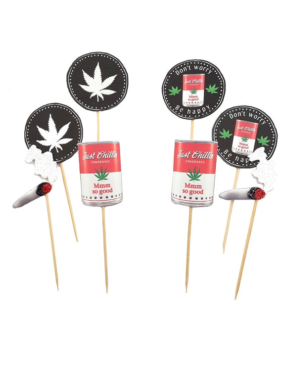 Cannabis Themed Cupcake Toppers 420 Party Decor Weed Cupcake - Etsy