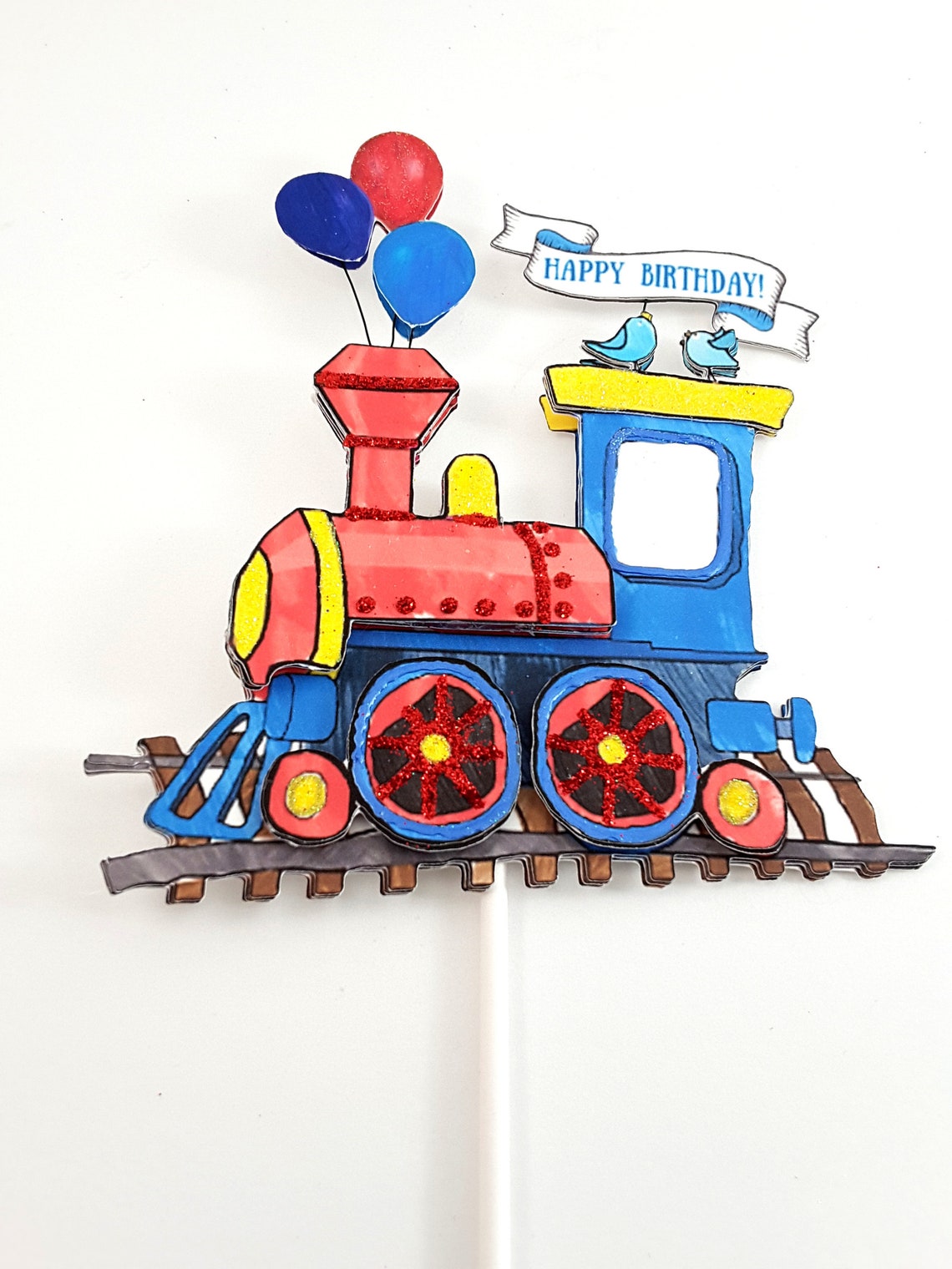 Cake Topper With Watercolor Train Personalized for Birthday - Etsy