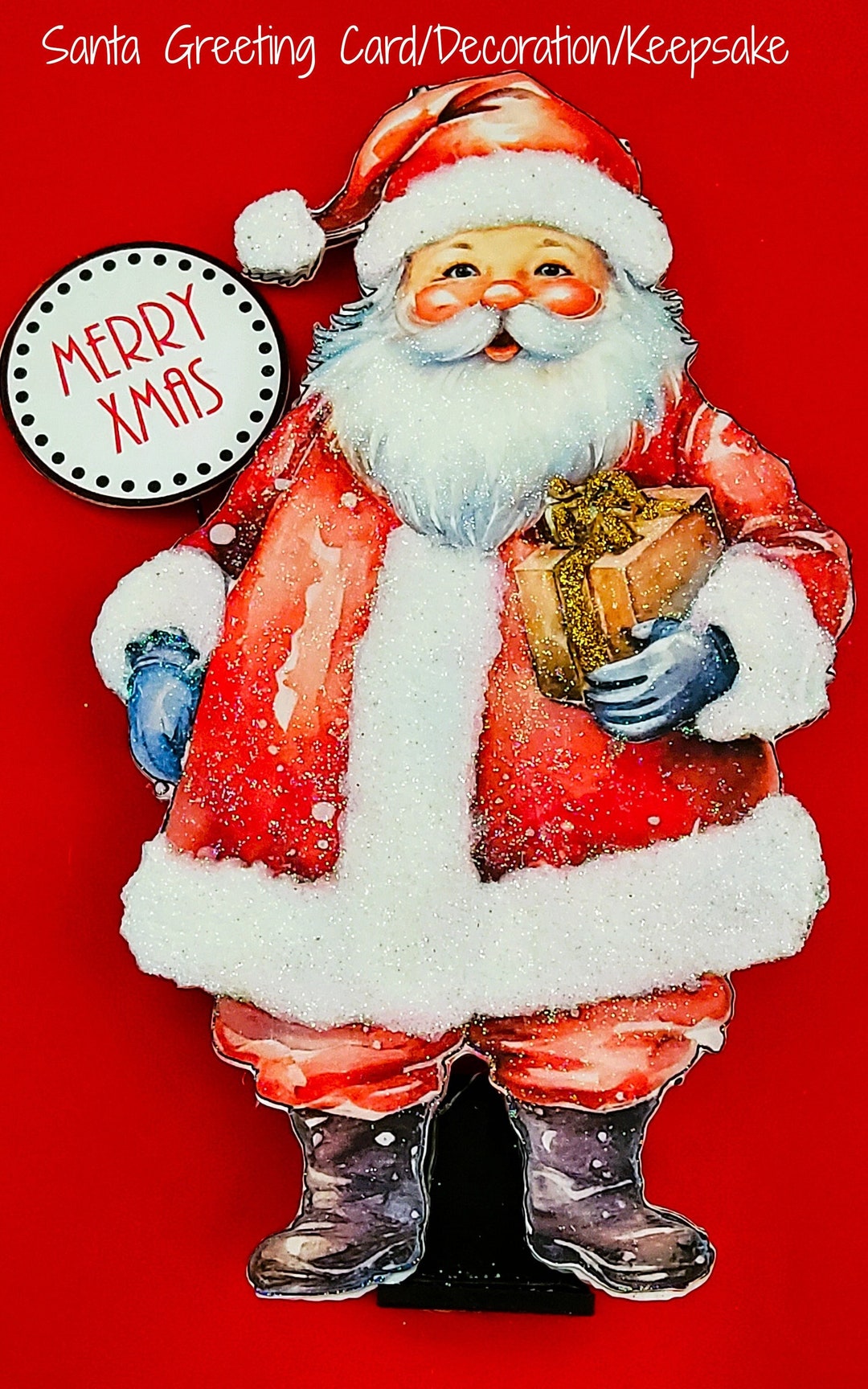 Stand-up Santa Claus Greeting Card, Decoration and Keepsake, Unique ...
