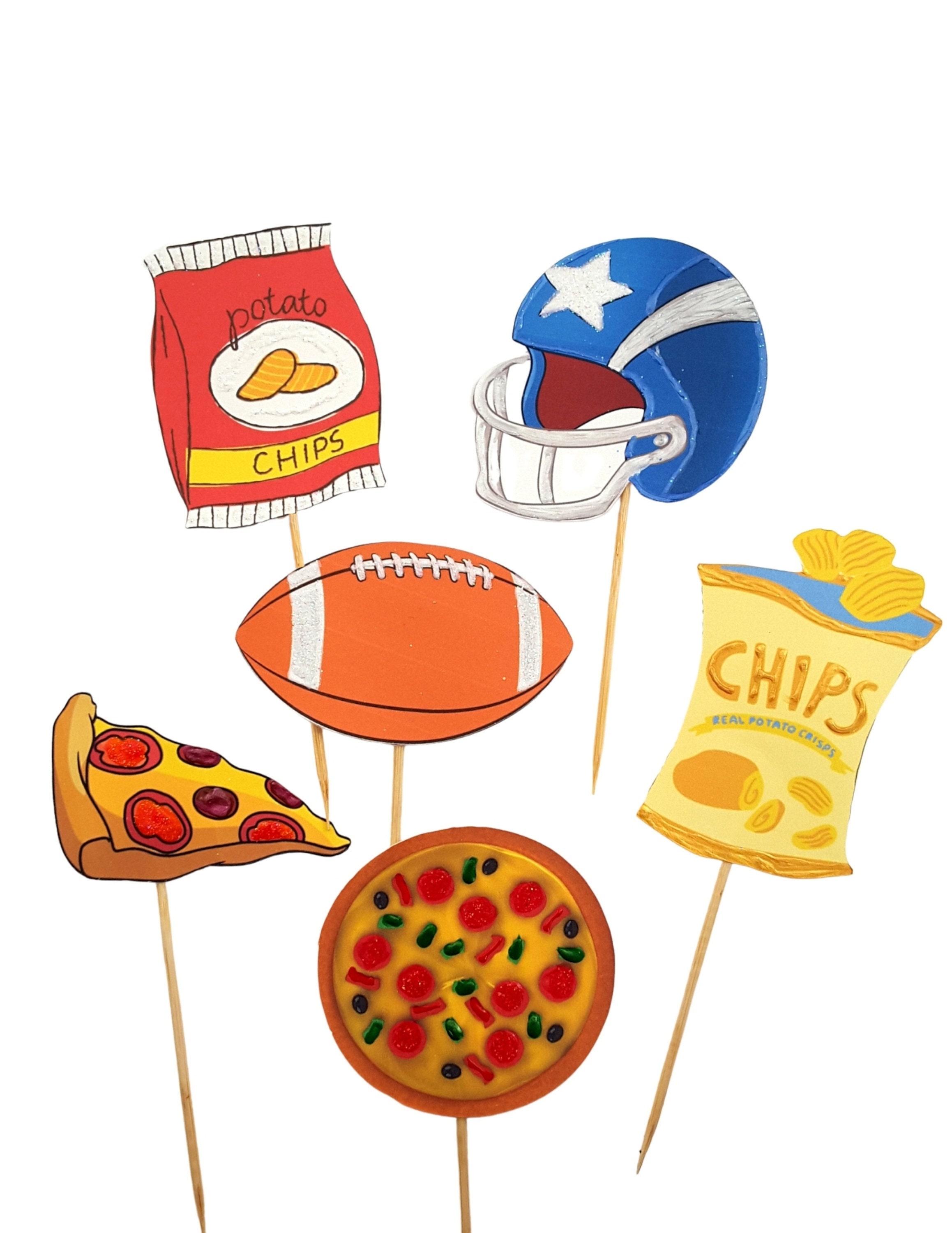 Football Themed Cupcake Toppers For Super Bowl Or Birthday Party