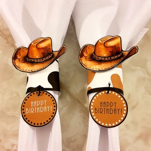 Cardstock Western Themed Napkin Rings With Cowboy Hats, Personalized ...