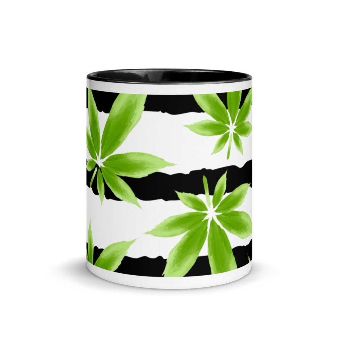 Cannabis Leaf Coffee Mug With Black Detailing Ceramic Coffee - Etsy