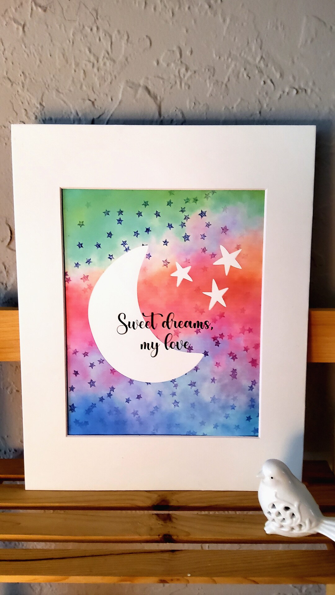 Sweet Dreams Watercolor Rainbow Art Print With Whie Mat, Housewarming ...