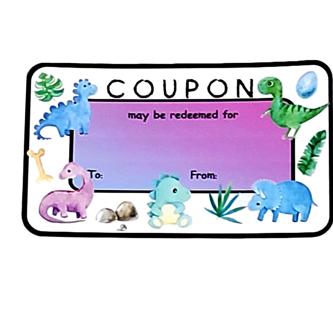 Digital Coupons for Children, Dinosaur Theme, DIY Kid's Coupons ...