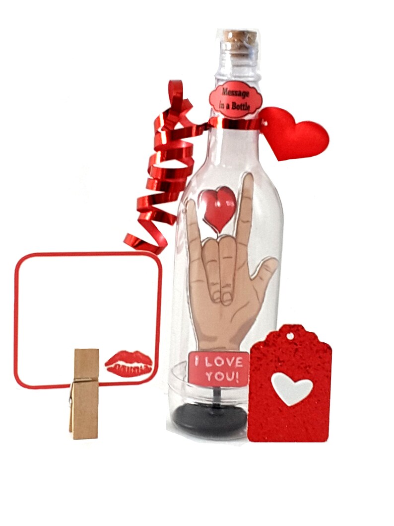 Valentine Message in a Bottle Sign Language for I Love You | Etsy