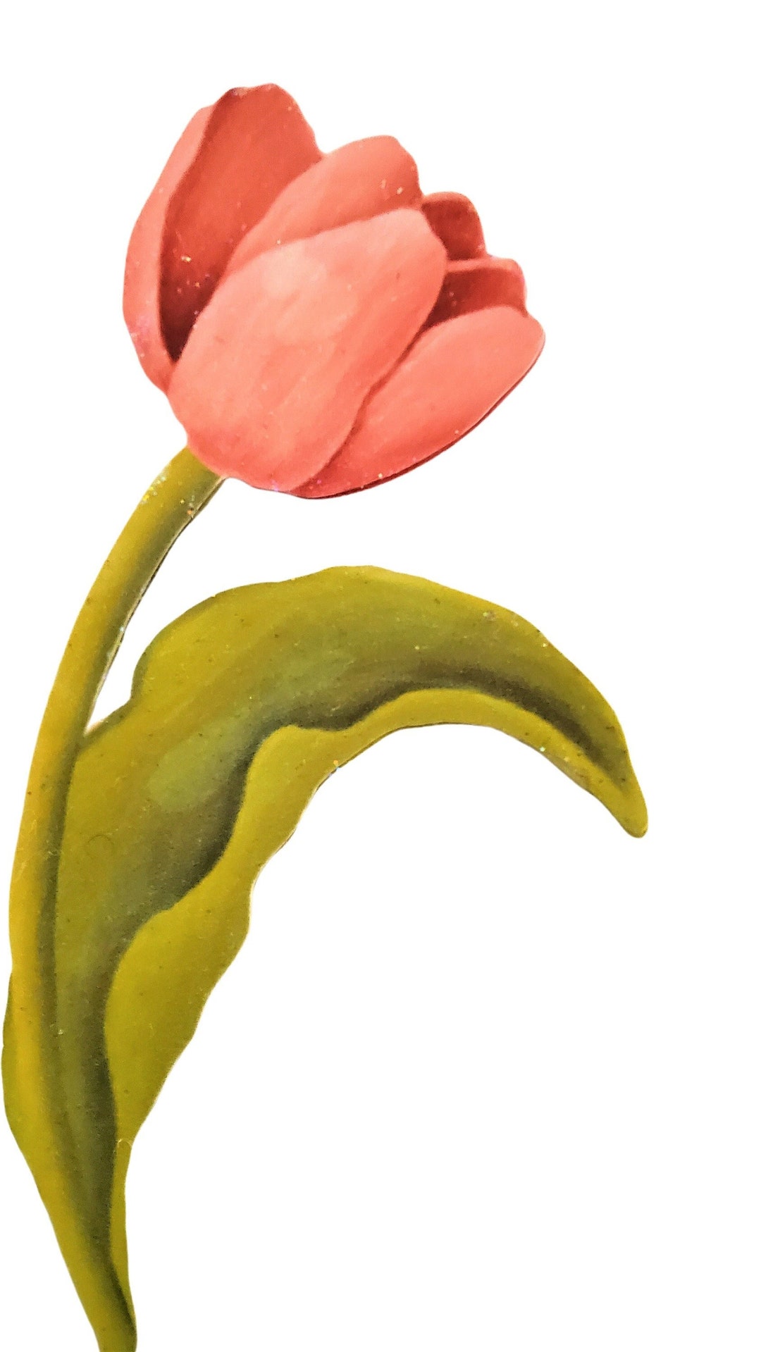 Peach Tulip Cupcake Topper, Lightly Glittered, Birthday Party ...