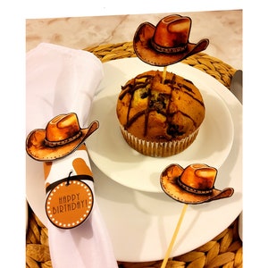 Cardstock Western Themed Napkin Rings With Cowboy Hats, Personalized ...