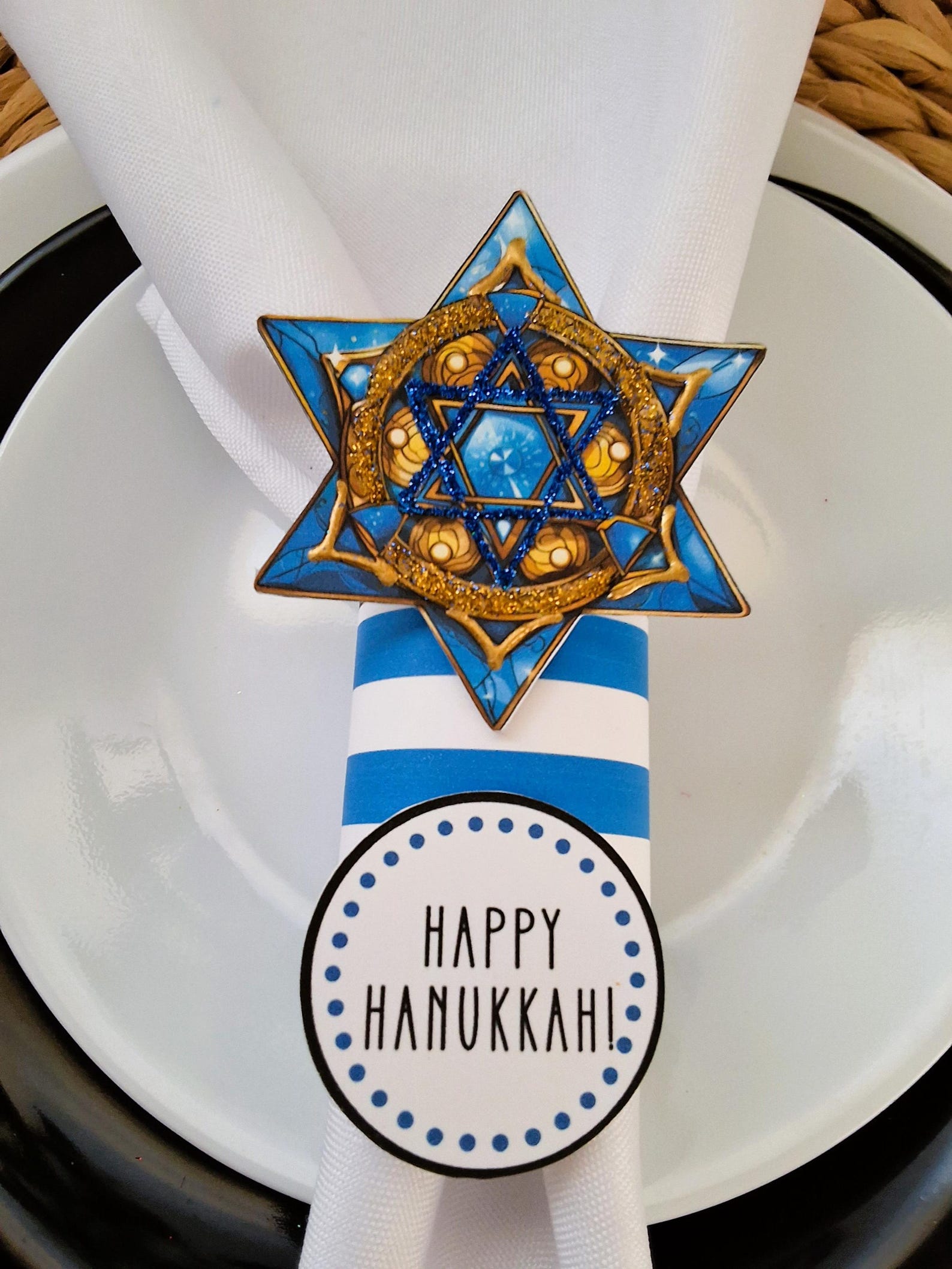 Hanukkah Cardstock Napkin Rings With Star of David, Jewish Stars ...
