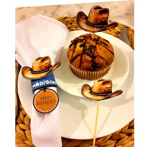 Cardstock Western Themed Napkin Rings With Cowboy Hats, Personalized ...