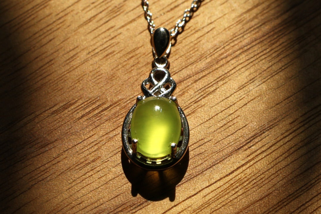 NATURAL PREHNITE - Golden Prehnite Necklace - Golden Prehnite Pendant ...