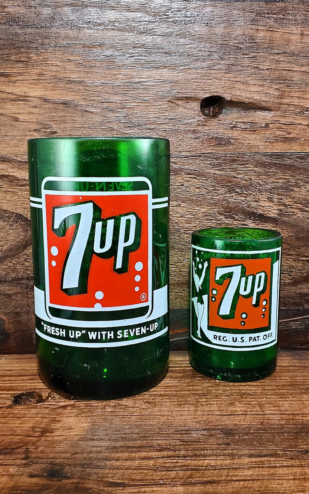 Set of Vintage 7- up Glass Cups (repurposed Glass!) - Etsy