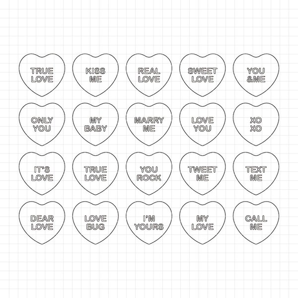 Conversation Heart Coloring - Etsy