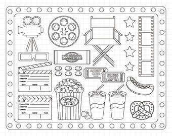Movie Night Coloring - Etsy