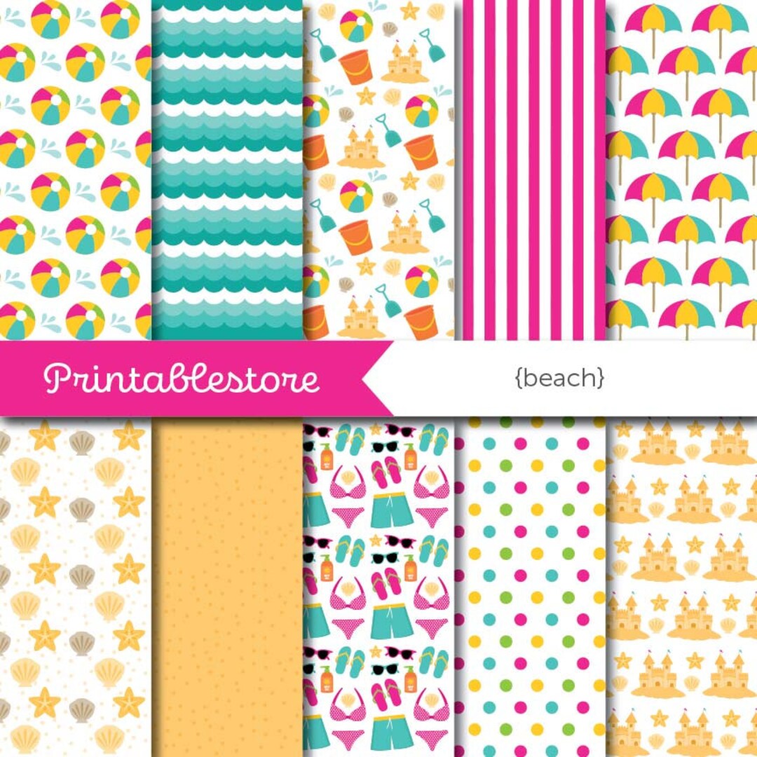 Beach Digital Paper, Pattern, Scrapbooking, Instant Download, JPG DP70B ...