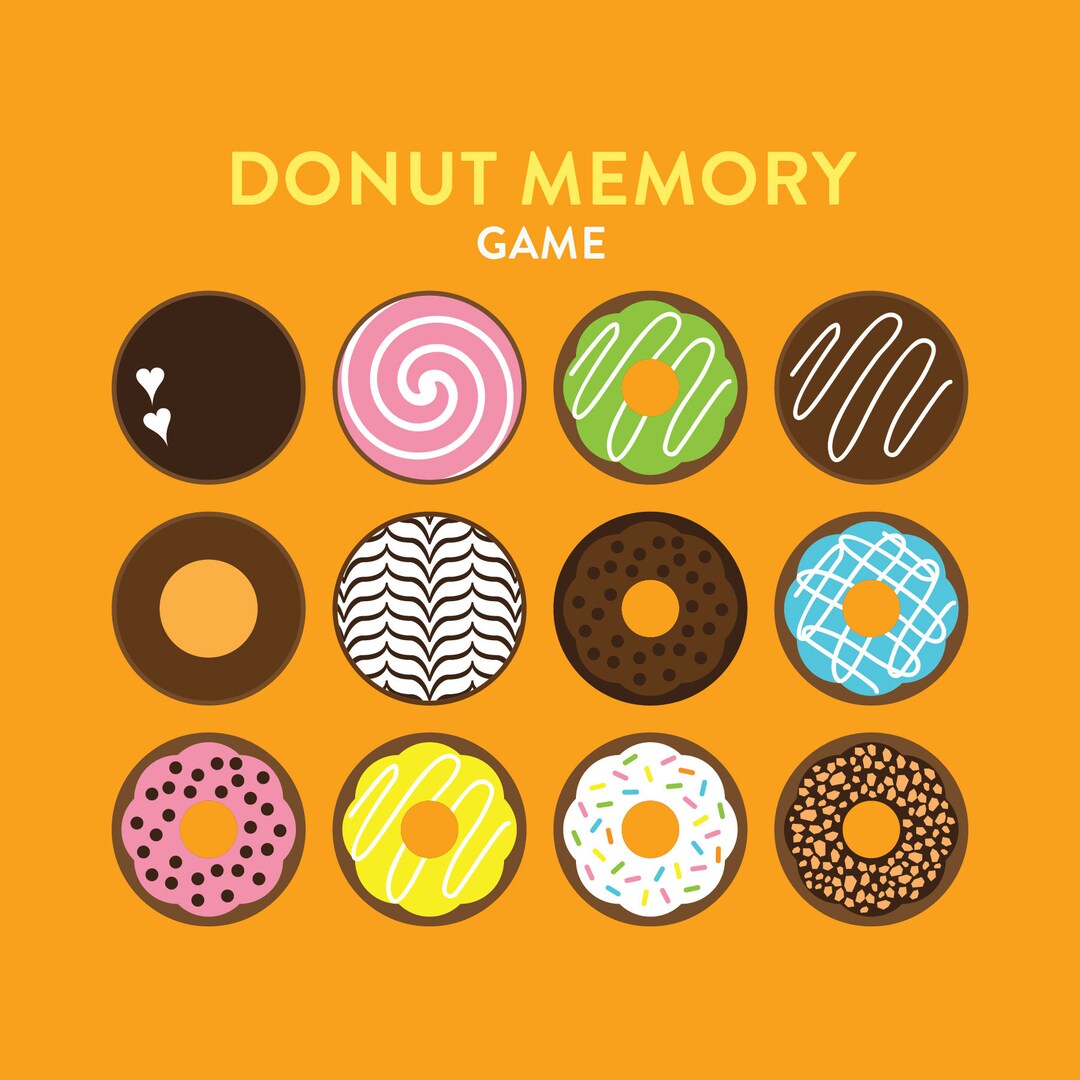 Donut Memory Game Kids Learning Printables Toddler - Etsy