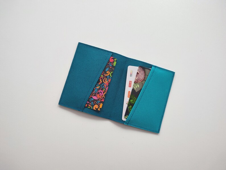 Bifold Wallet in Teal Waterproof Fabric. Vegan Wallet. Cards Wallet. - Etsy