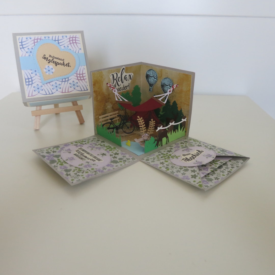 Explosionsbox Urlaub, Camping, Wandern, Rente, Abschied, Auszeit, Berge ...