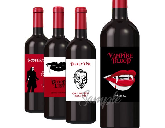 PRINTABLE HALLOWEEN Labels Set of Vampire Wine Labels - Etsy