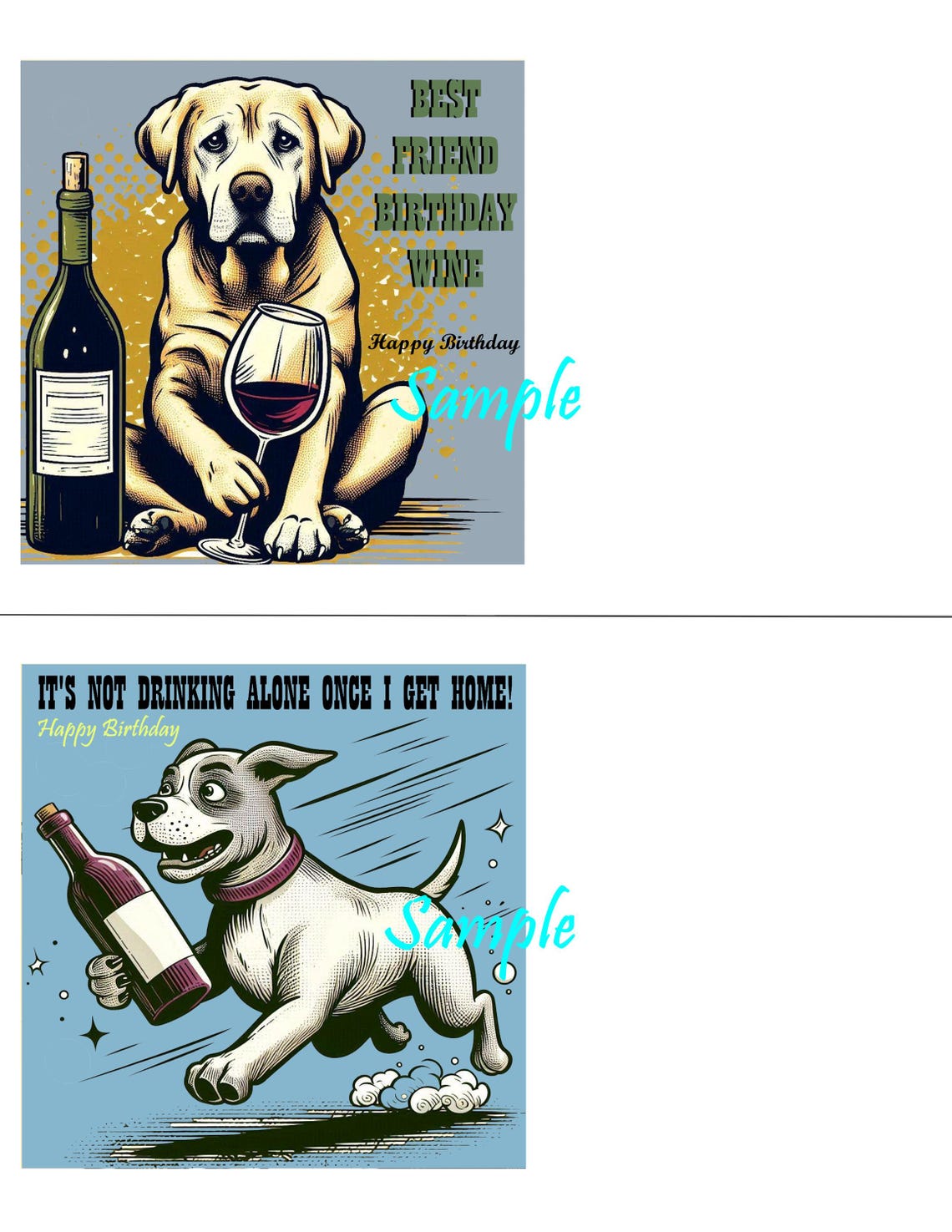 FUNNY Dog Birthday Wine Labels, Wine Bottle Labels With Funny Dogs ...