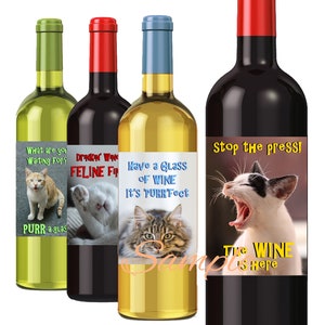 Funny CAT Inspired Wine Labels, INSTANT Download, Easy DIY Printable ...