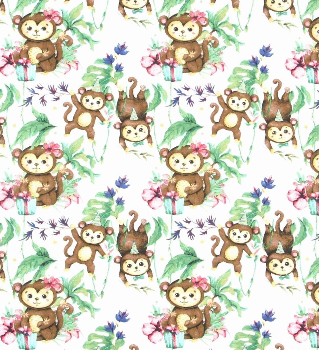 Monkey Fabric, Jungle Animals Fabric, Cotton Fabric, African Animals ...