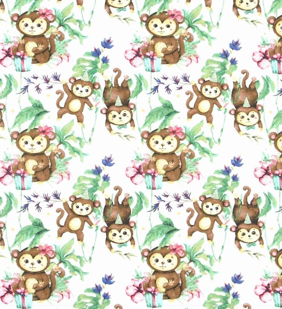 Monkey Fabric Jungle Animals Fabric Cotton Fabric African - Etsy
