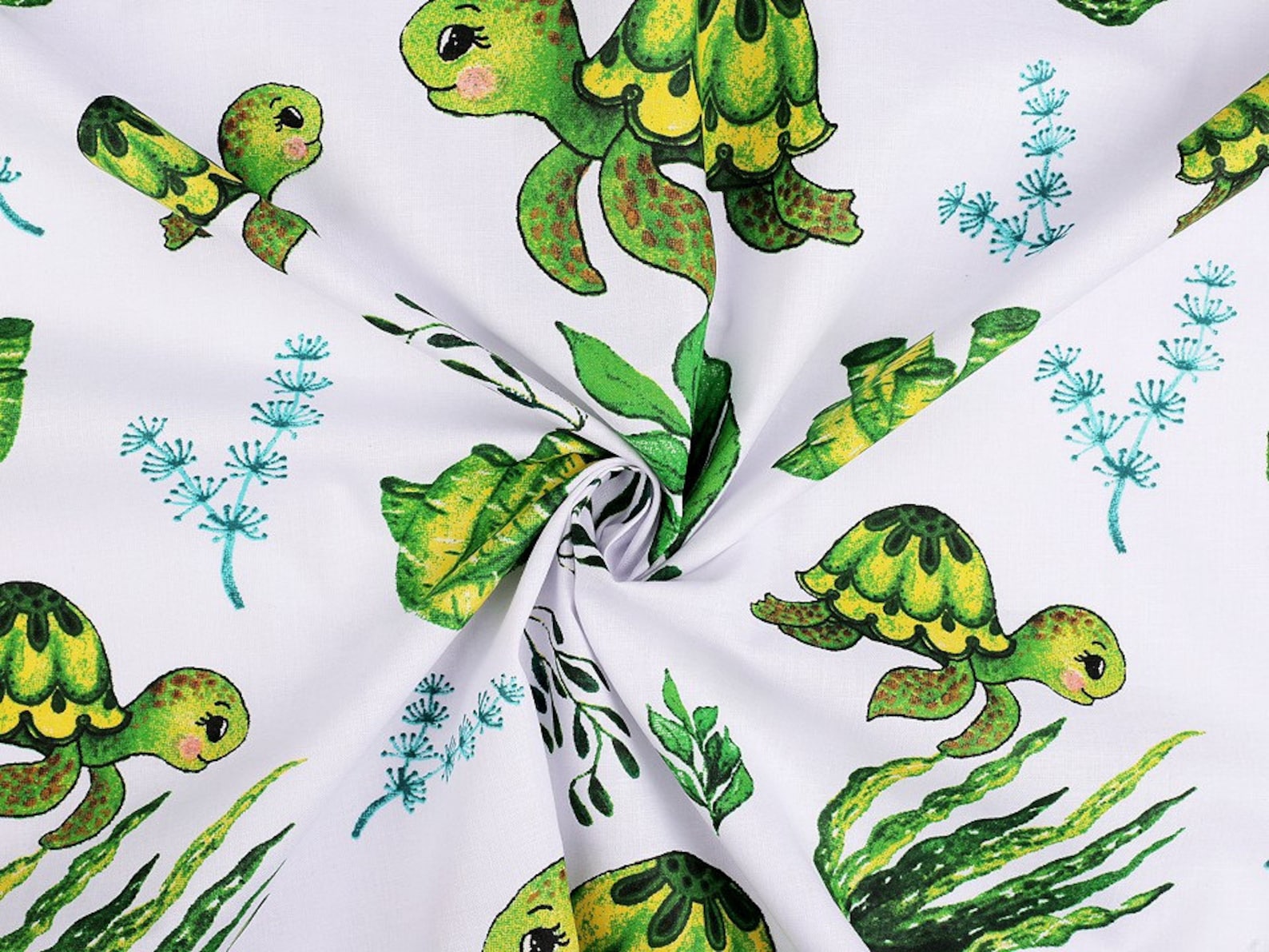 Turtles Fabric by the Yard, Green Turtle Fabric, Baby Girl Fabric, Baby ...