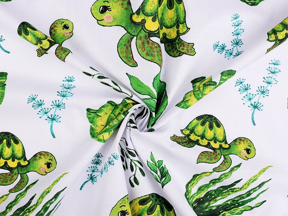 Turtles Fabric by the Yard Green Turtle Fabric Baby Girl - Etsy