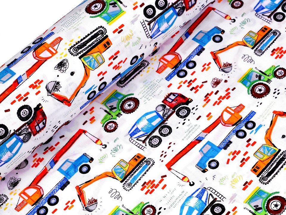 Construction Trucks Fabric Cotton Fabric by the Yard Nursery - Etsy
