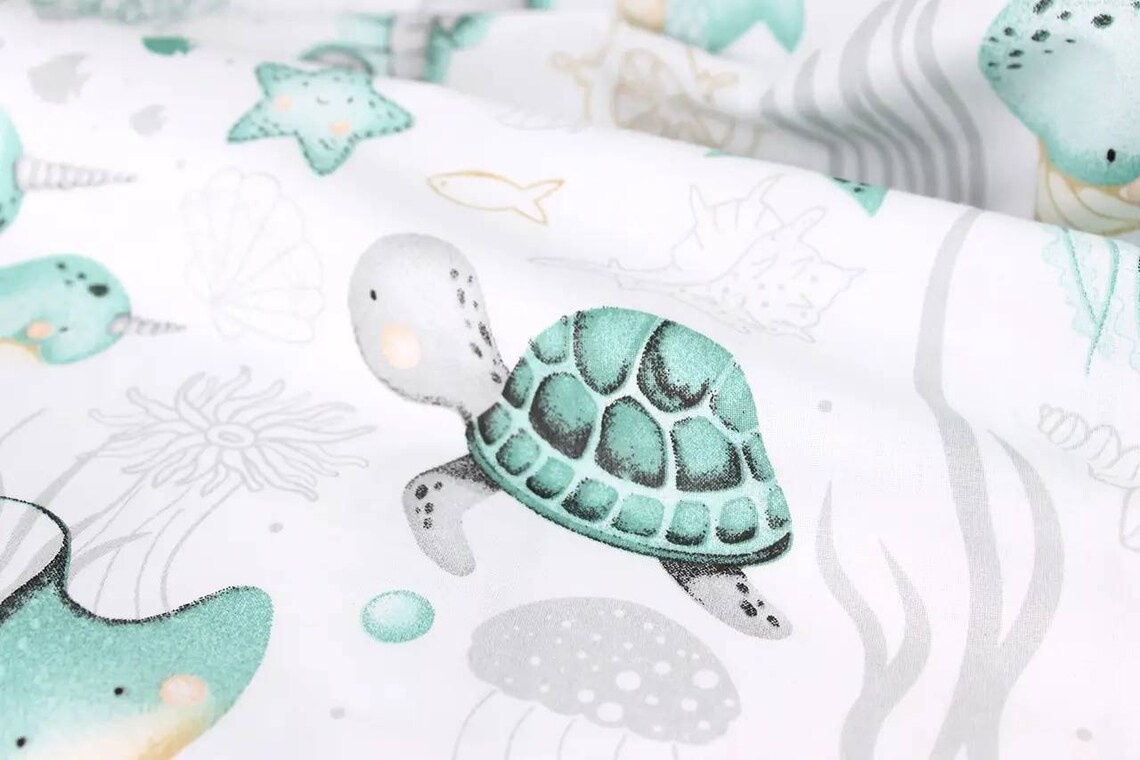 Sea Life Cotton Fabric Ocean and Marine Fabric Sea Turtles - Etsy