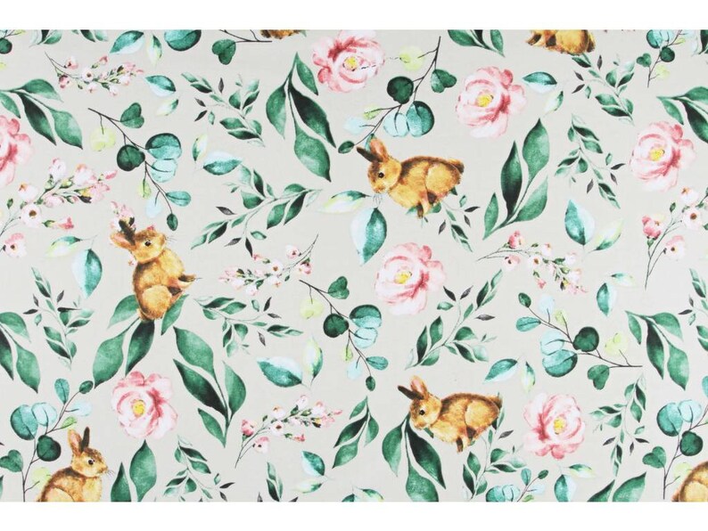 Bunny Rabbit Cotton Fabric by the Yard Sweet Bunnies Fabric - Etsy