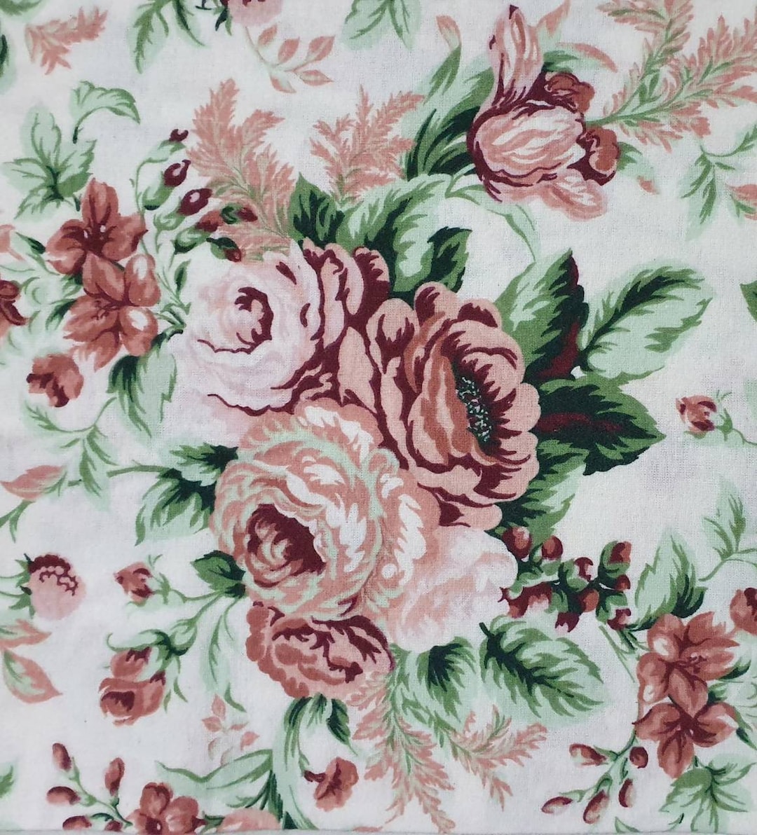 Roses Cotton Fabric, Cabbage Roses Fabric, English Roses Fabric, Girls ...