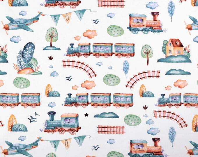 Locomotives Fabric Railroad Symbols by Thin Line Textiles Locomotives ...