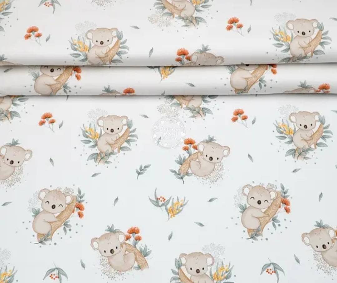 Koala Fabric Cotton Fabric by the Yard, Extra Wide 94 240cm Koala Print ...